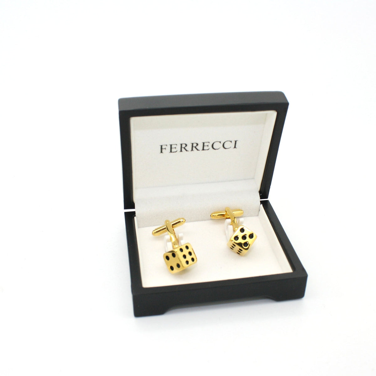 Goldtone Dice Cuff Links With Jewelry Box – Men Suits Direct